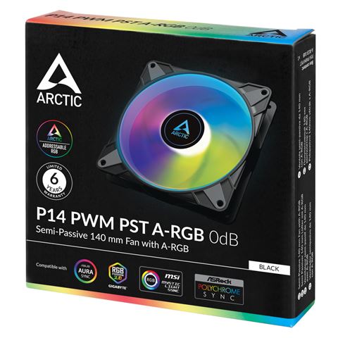 Arctic P14 PWM PST ARGB (crni) - Digishop